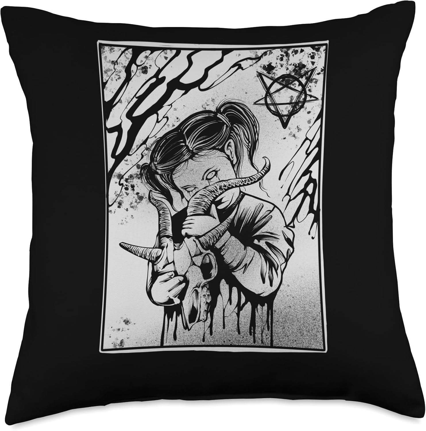 Amazon.com: Satanic Occult Dark Art Evil 666 Goth Throw Pillow : Home ...