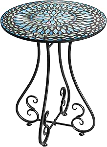 Amazon.com: The Home Cult 18" Round End Table, Unique Relief Ceramic ...