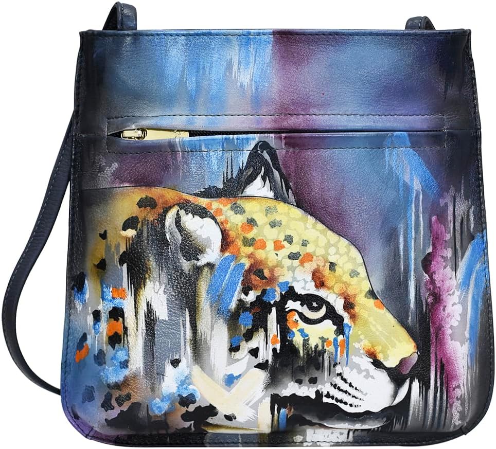 Anuschka Women’s Hand-Painted Genuine Leather Slim Crossbody with Front ...
