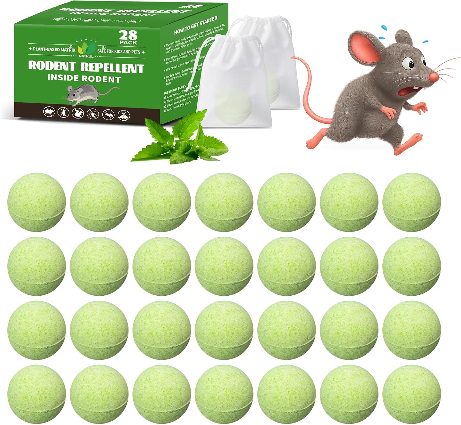 Amazon.com : 28 Pack Mouse Rodent Repellent & Pest Defense - Fresh Mint ...