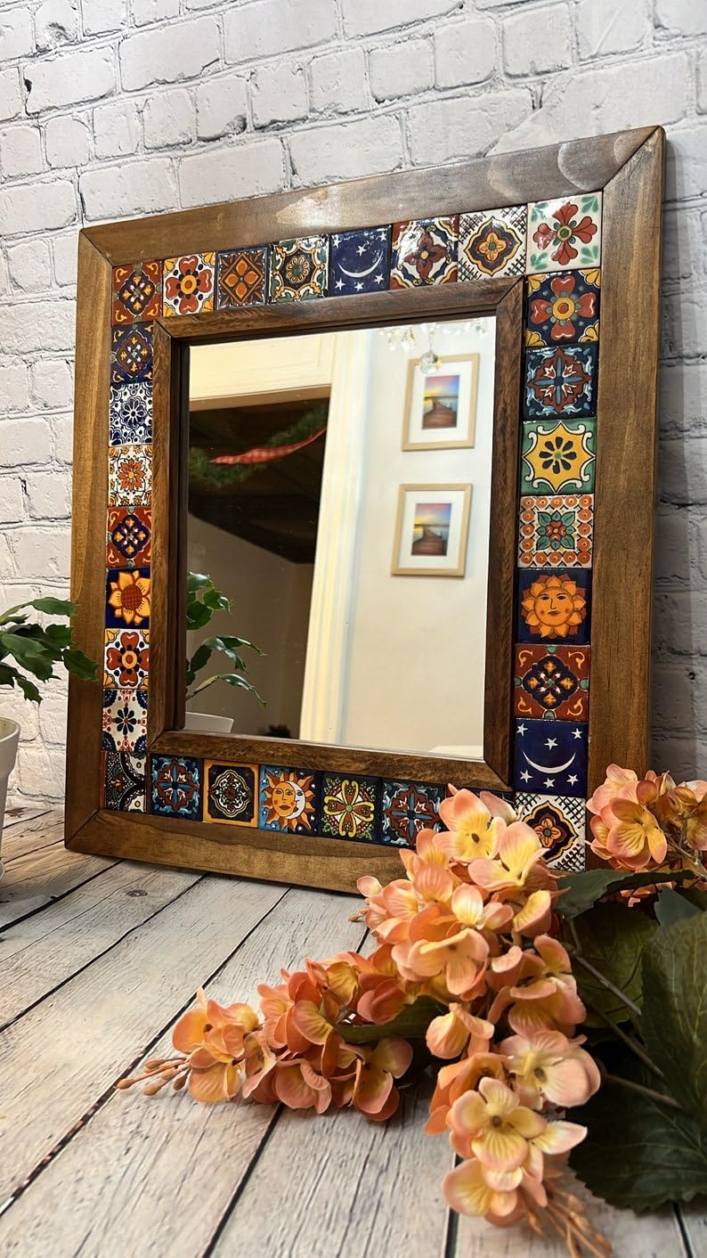 Amazon.com: Dyale Handcrafted Talavera Mirror - Mosaic Tile & Wood ...
