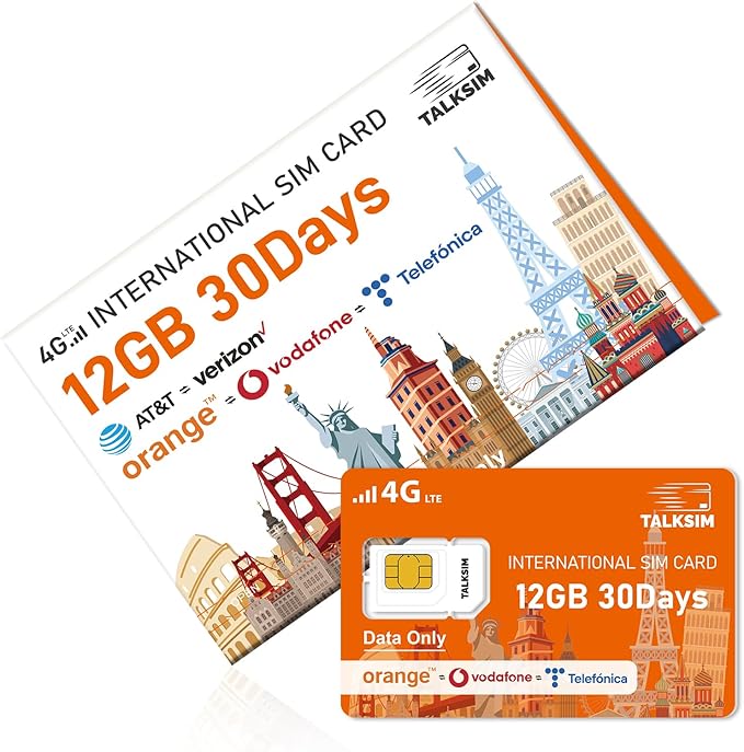 Amazon.com: International Data SIM Card 12GB 30Days, 5G/4G LTE Coverage ...