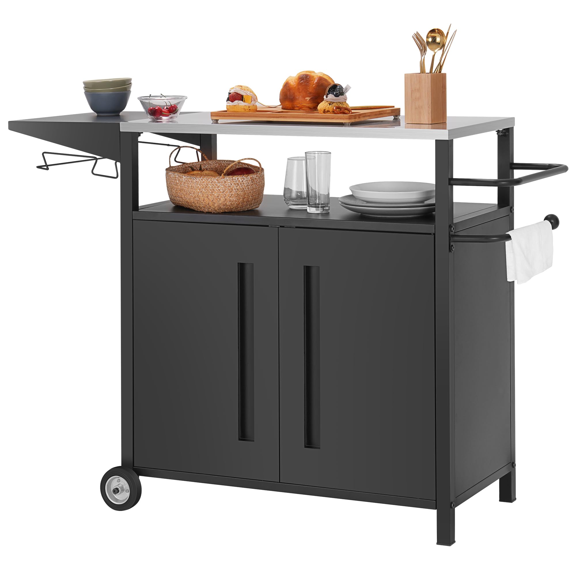 Amazon.com: Rengue Outdoor Grill Cart with Storage on Wheels,44" H ...