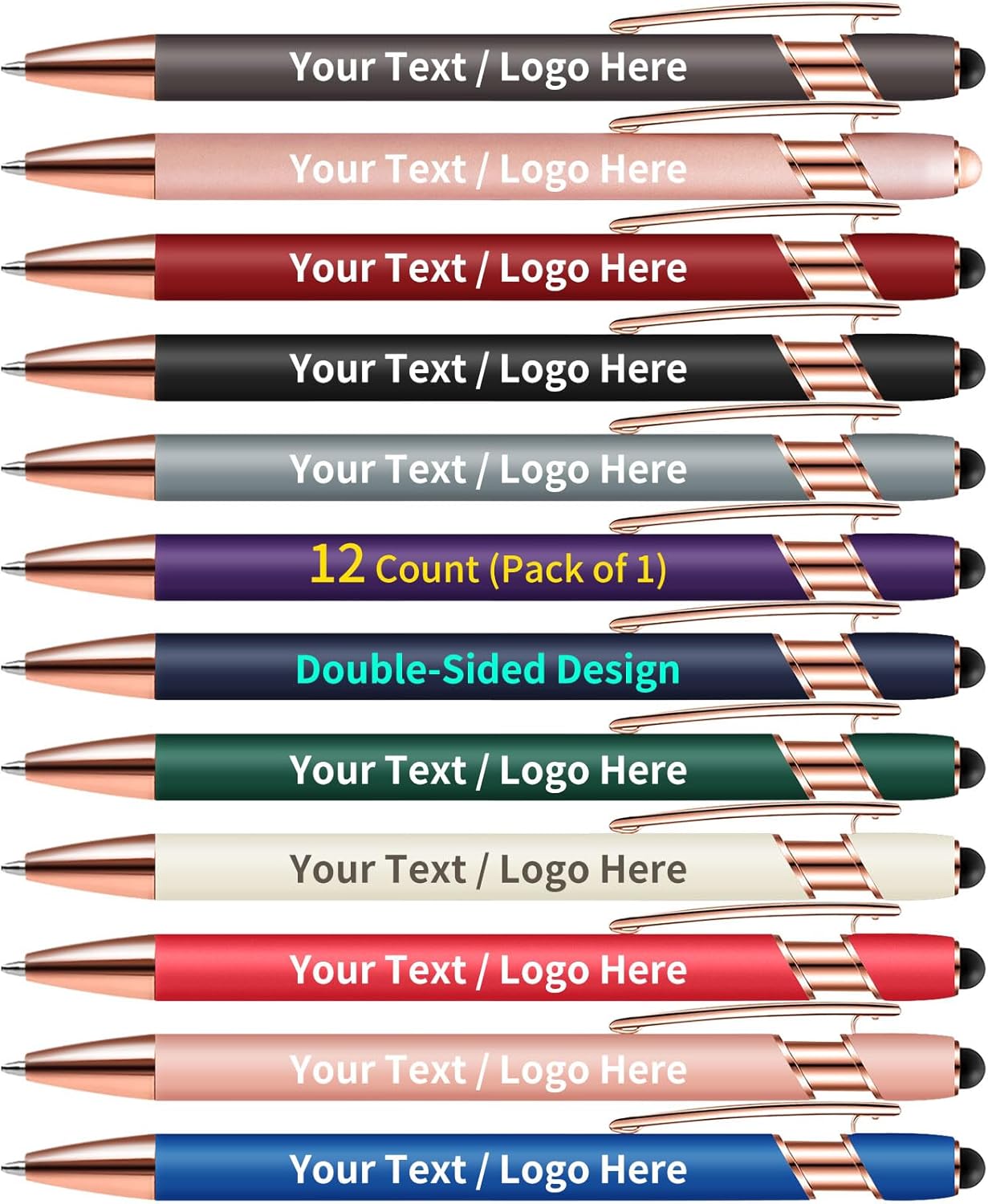Vebermo Personalised Pens with Stylus, Custom Metallic Printed Name ...