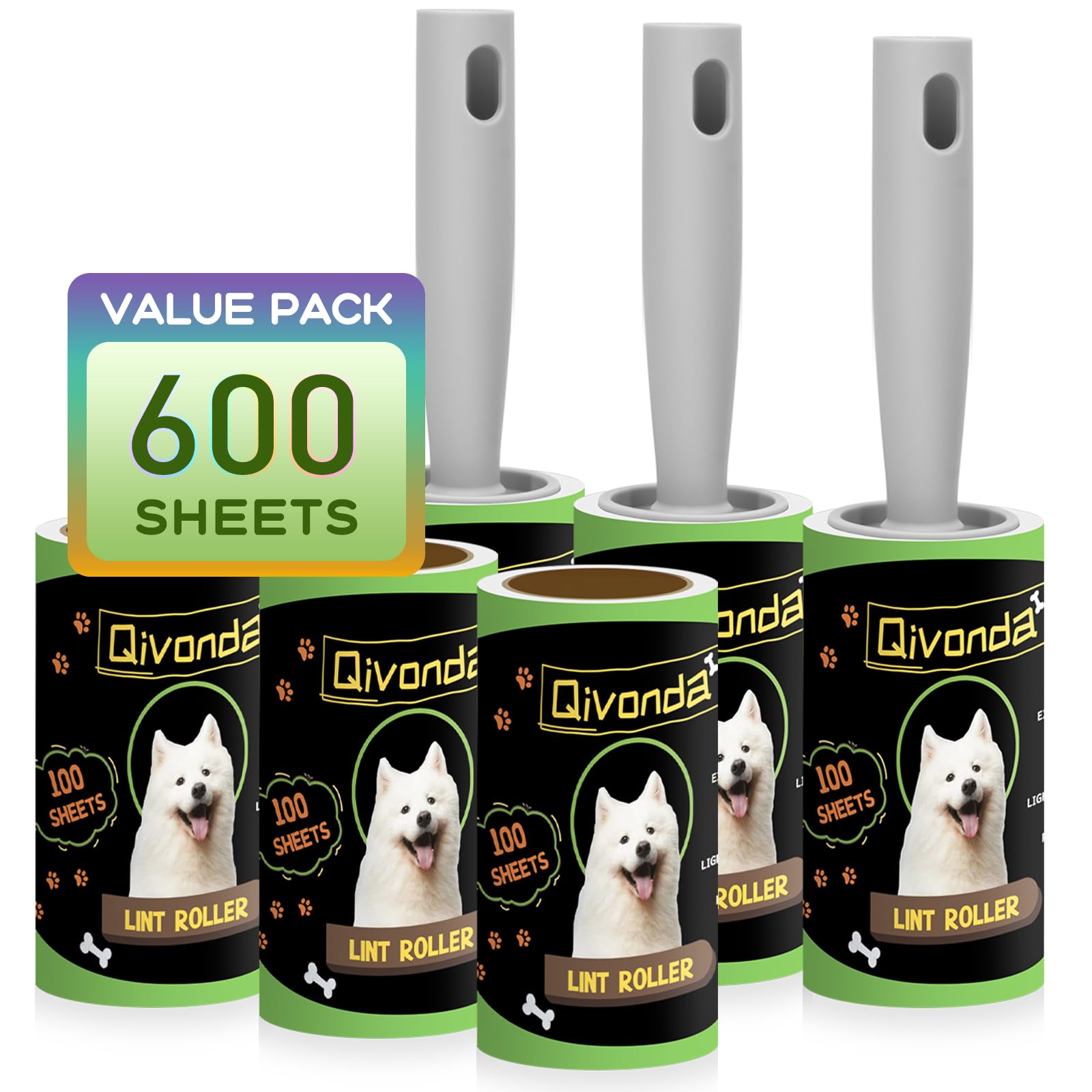 Amazon.com: Qivonda Lint Roller 600 Sheets Mega Value Set, Lint Rollers ...