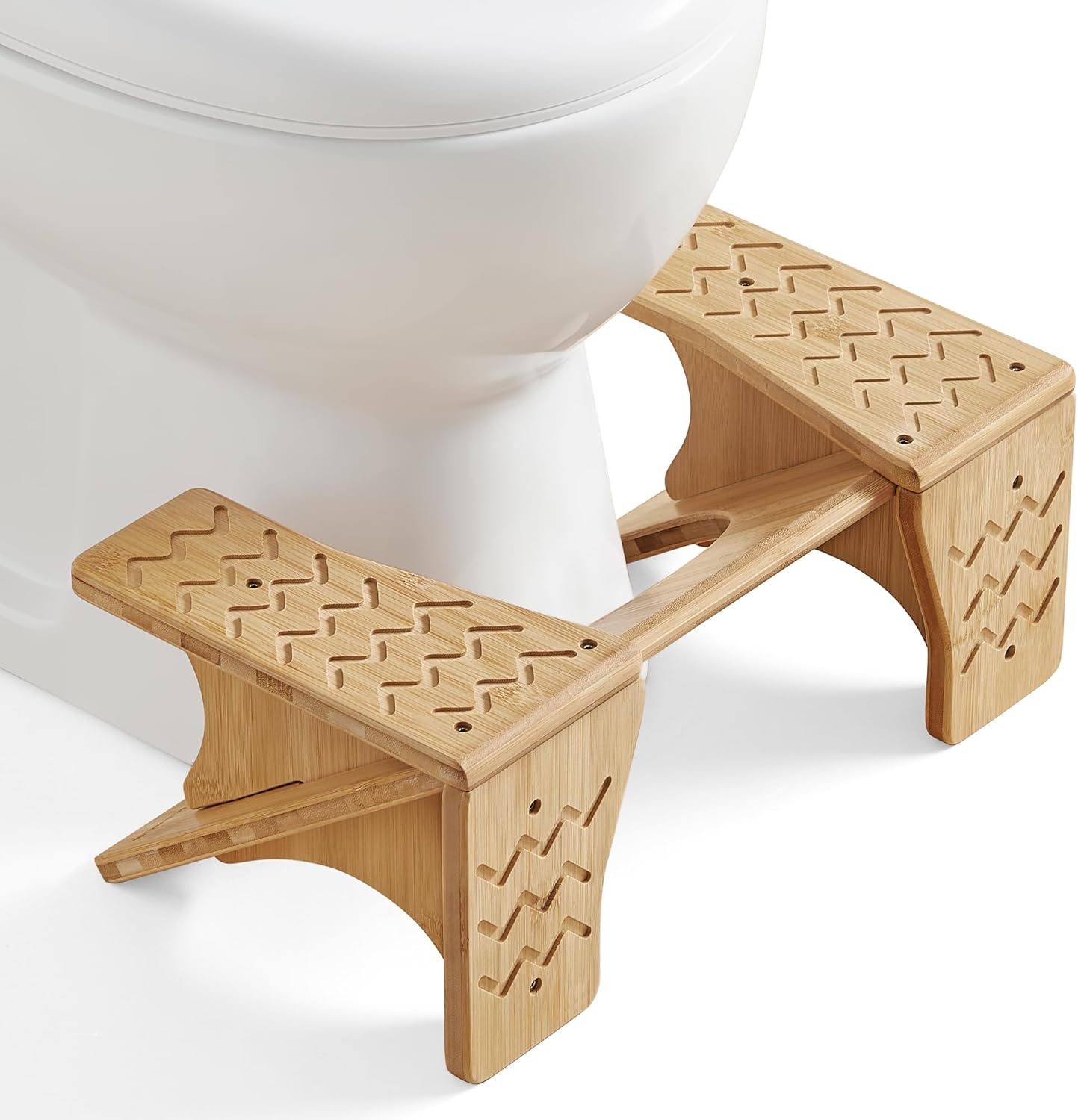 Amazon.com: SONGMICS Bamboo Toilet Stool, Adjustable Poop Stool with ...