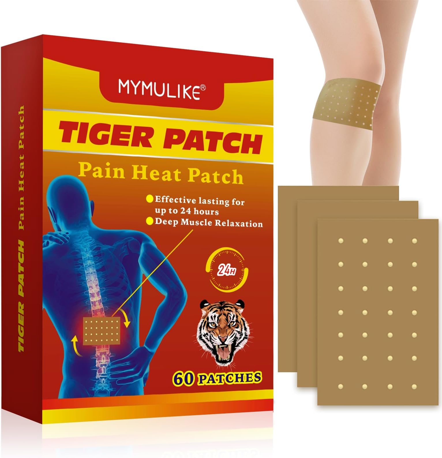Amazon.com: MYMULIKE 60 Count Tiger Patch, Heat Patches for Neck and ...
