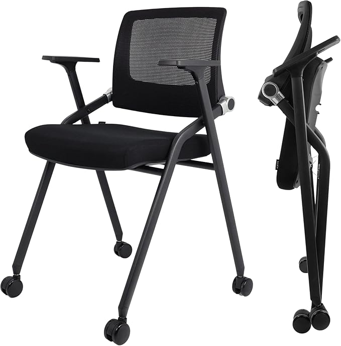 Amazon.com: SLKJChr 2 Pack Foldable Office Chairs with Wheels, Mesh ...