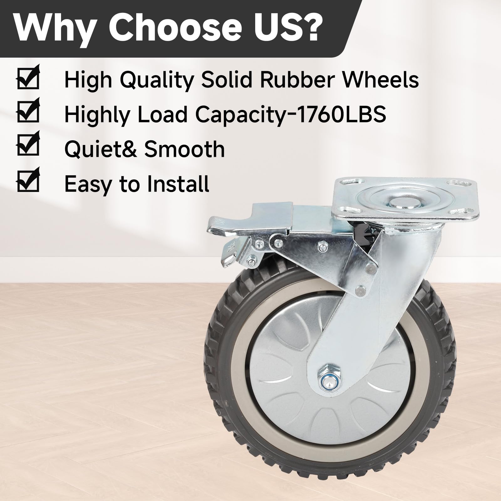 Snapklik.com : Uyoyous 4 Pack All Terrain Swivel Caster Wheels, 8 Inch ...