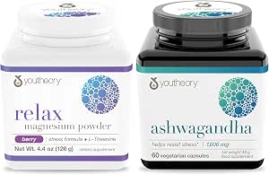 Amazon.com: Youtheory Relax Magnesium Powder, Berry Flavor 4.4oz ...