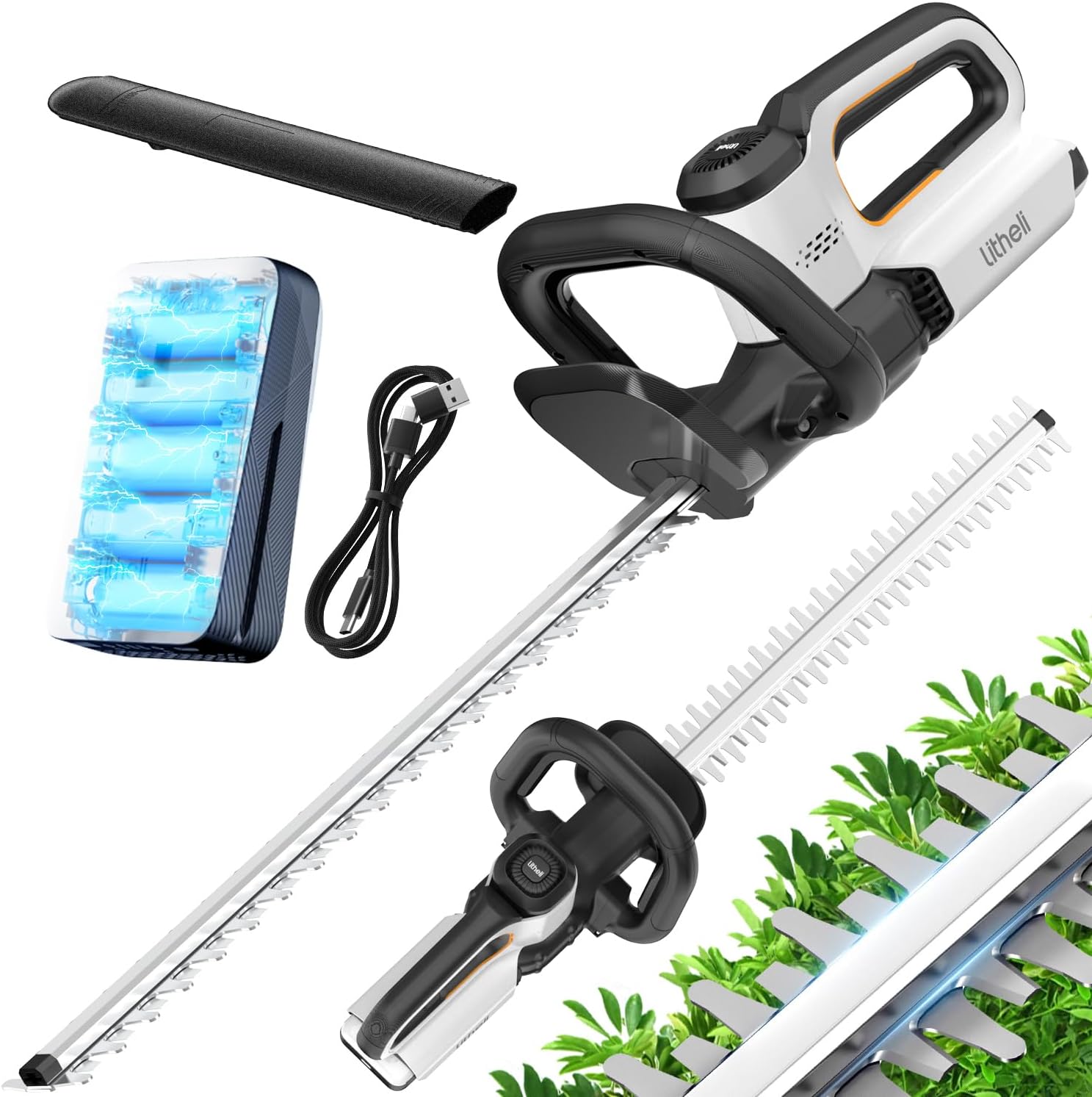 Cordless Hedge Trimmer, LEEIKOO Electric Hedge Trimmer with 4000mAh ...