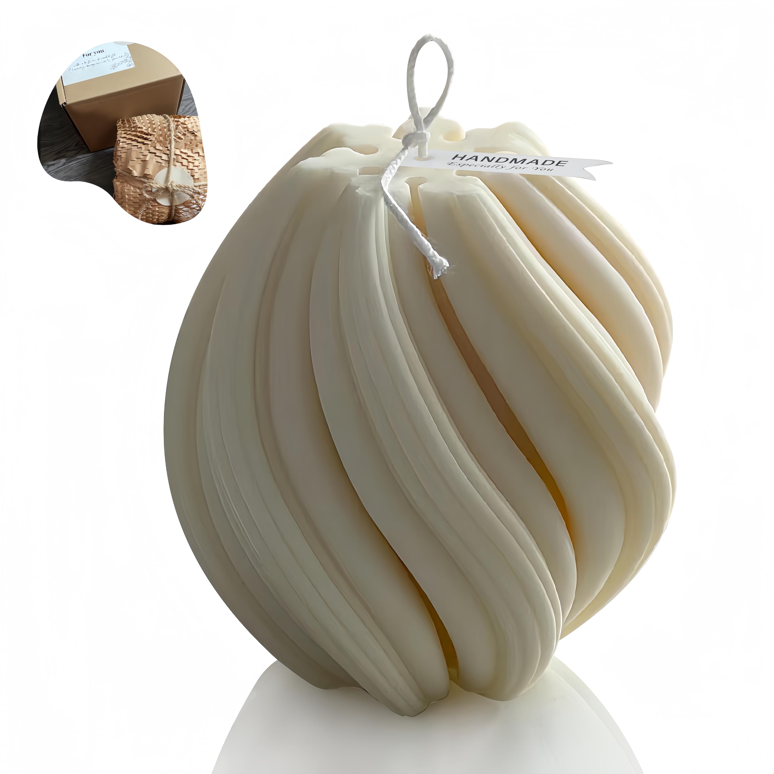 Amazon.com: Hyznengu Swirl Candle - White Super Large Handmade Pillar ...