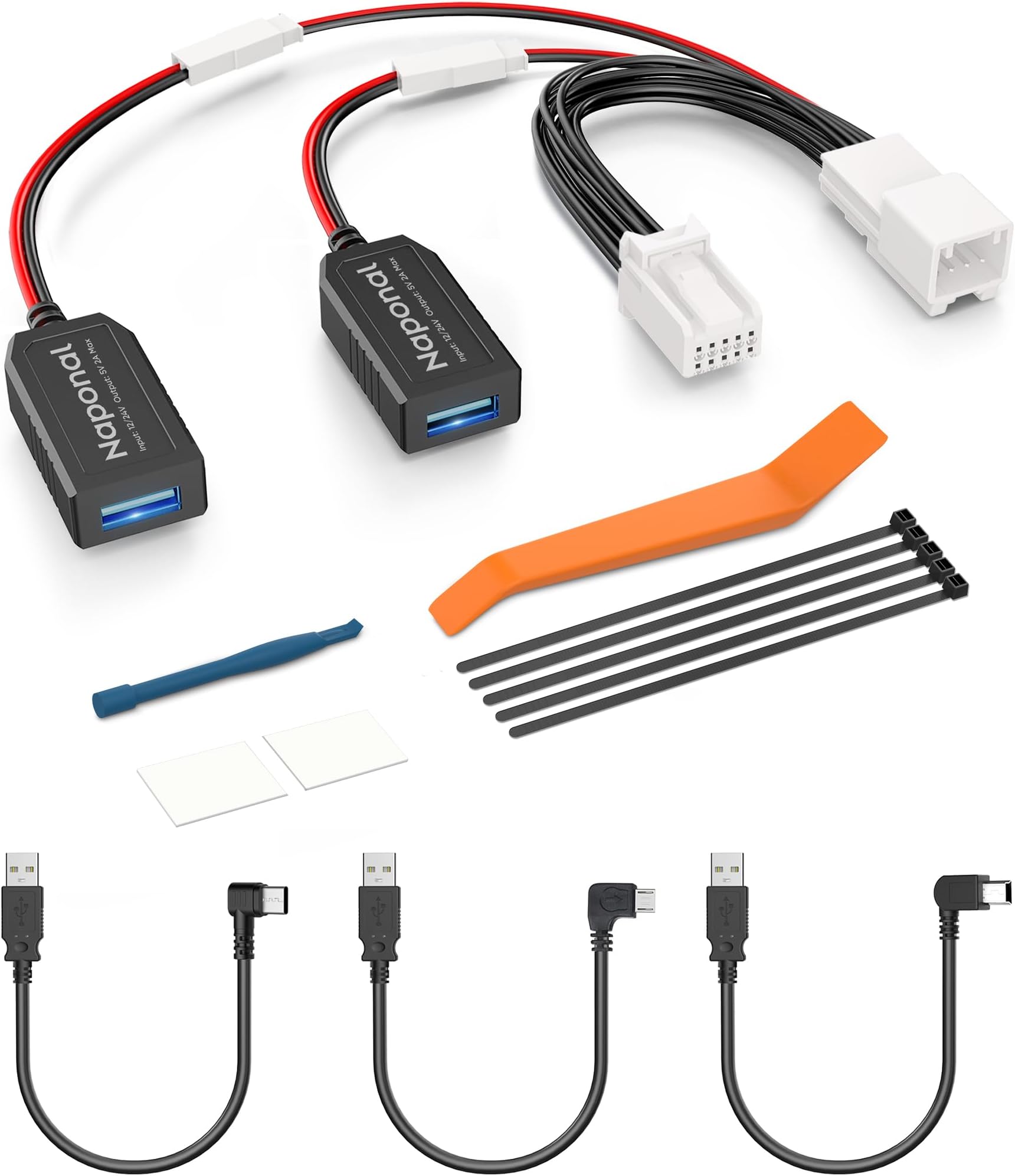 Amazon.com: Naponal GPS Dash Cam Power Adapter, (10Pin Type B Connector ...