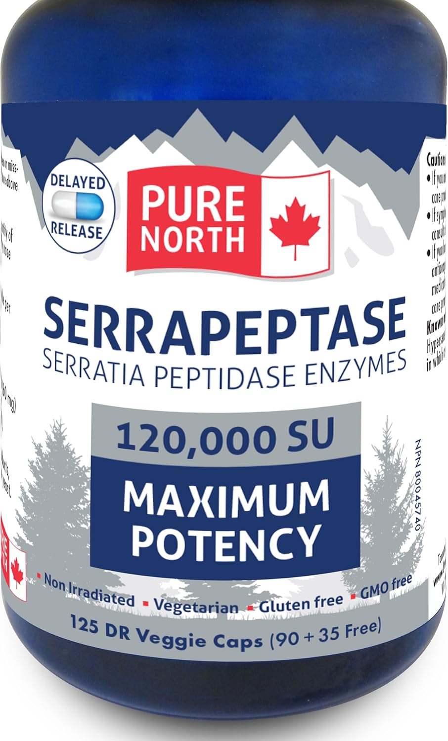 PURE Serrapeptase 125 Caps - High Potency Serrapeptase 120000 SU ...