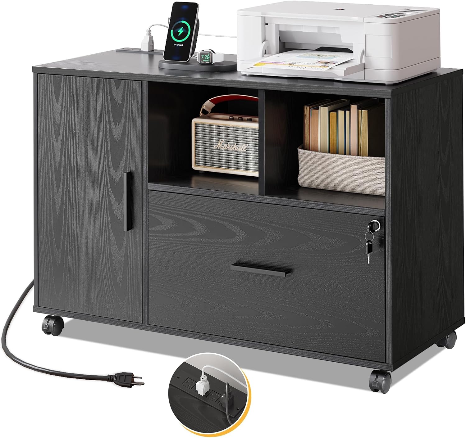 Amazon.com: DEVAISE File Cabinet with Charging Station, 1-Drawer ...
