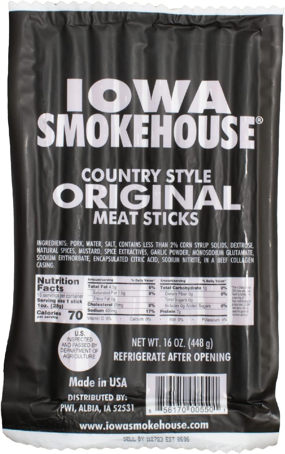 Amazon.com: IOWA SMOKEHOUSE Country Style Meat Sticks, Original ...