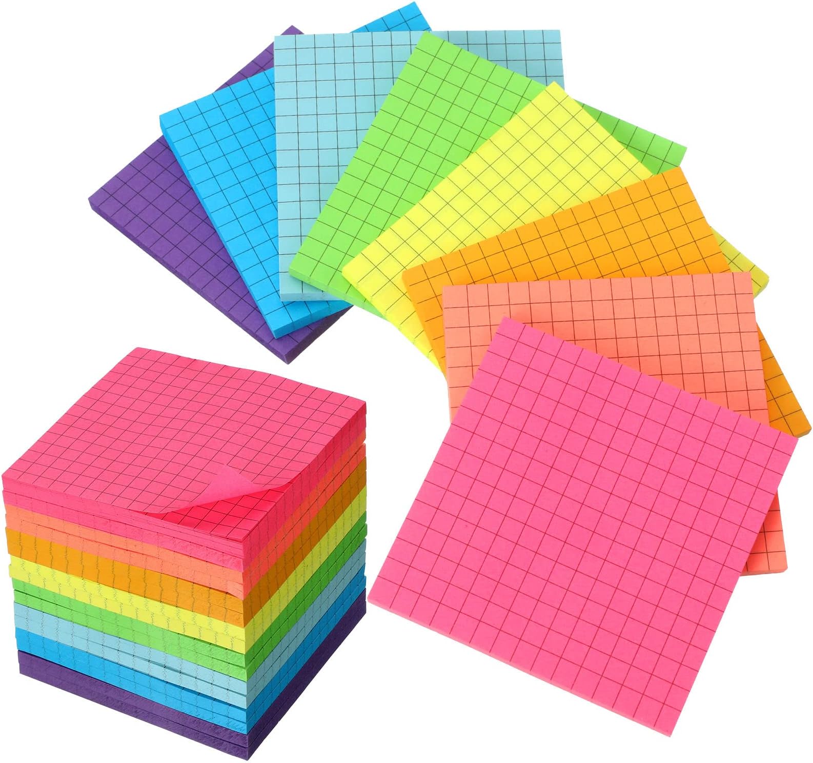 Amazon.com : 10 Pack Mini Graph Paper Sticky Notes in 6 Designs, 25 ...