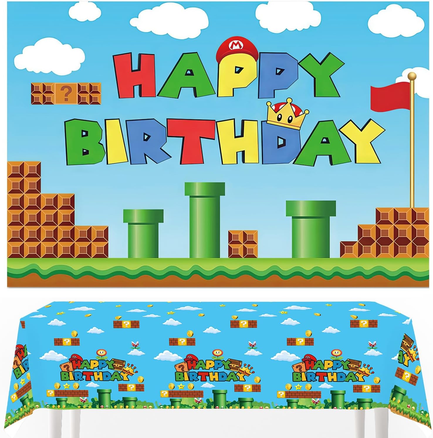 Amazon.com : Video Game Backdrop Party Decorations, Super Brother ...