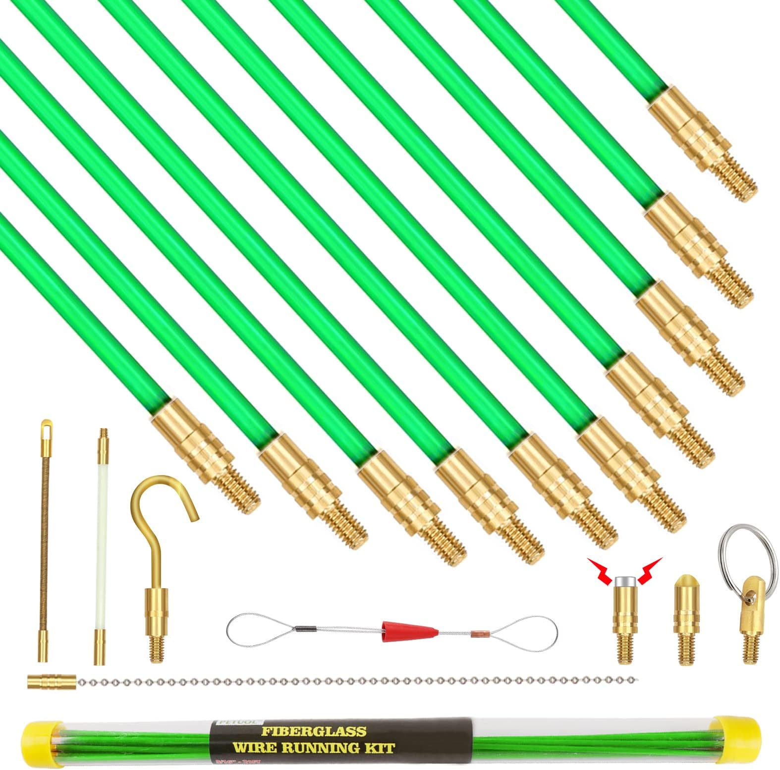 30 Feet Fiberglass Fish Tape Cable Rods, Electrical Wire Running Pull ...