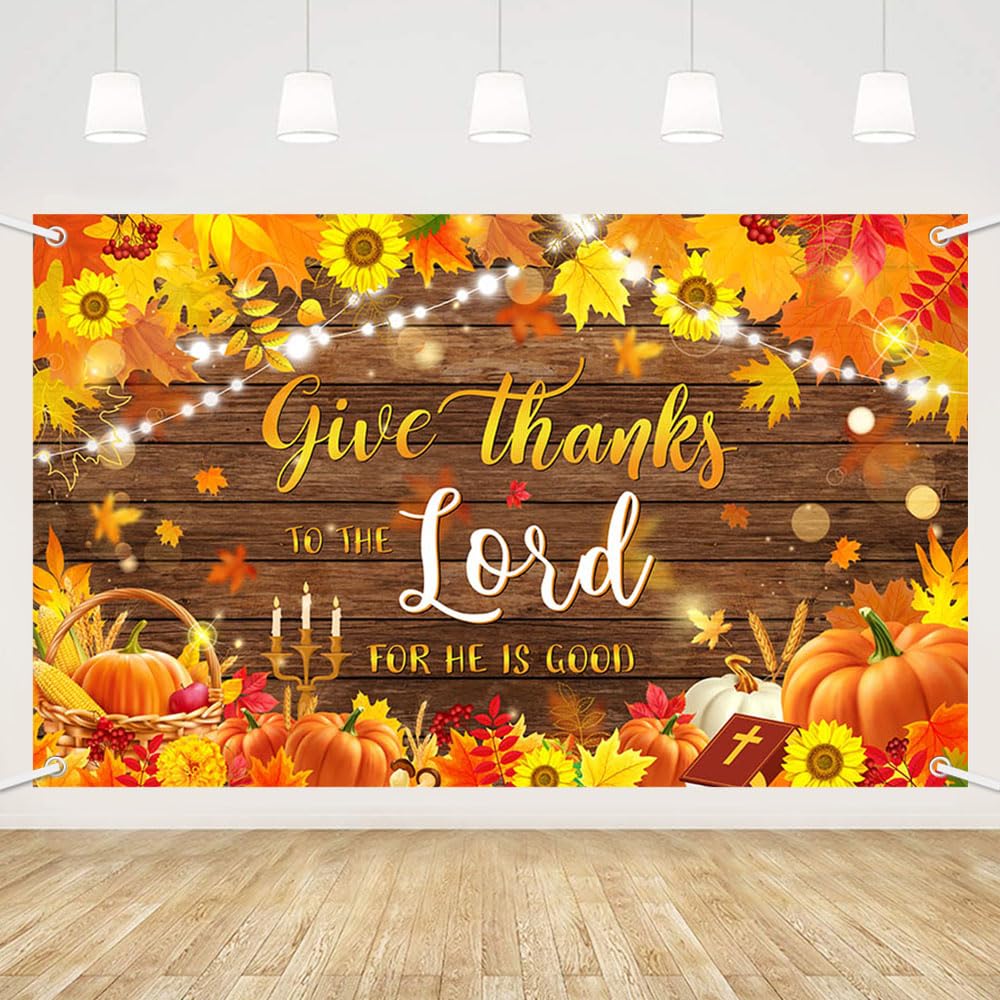 Amazon.com : MEHOFOND Thanksgiving Religious Banner Decorations ...