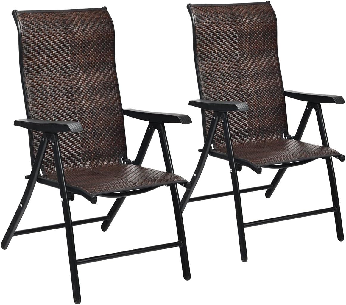 Amazon.com : RELAX4LIFE Rattan Reclining Folding Chair - Outdoor Patio ...