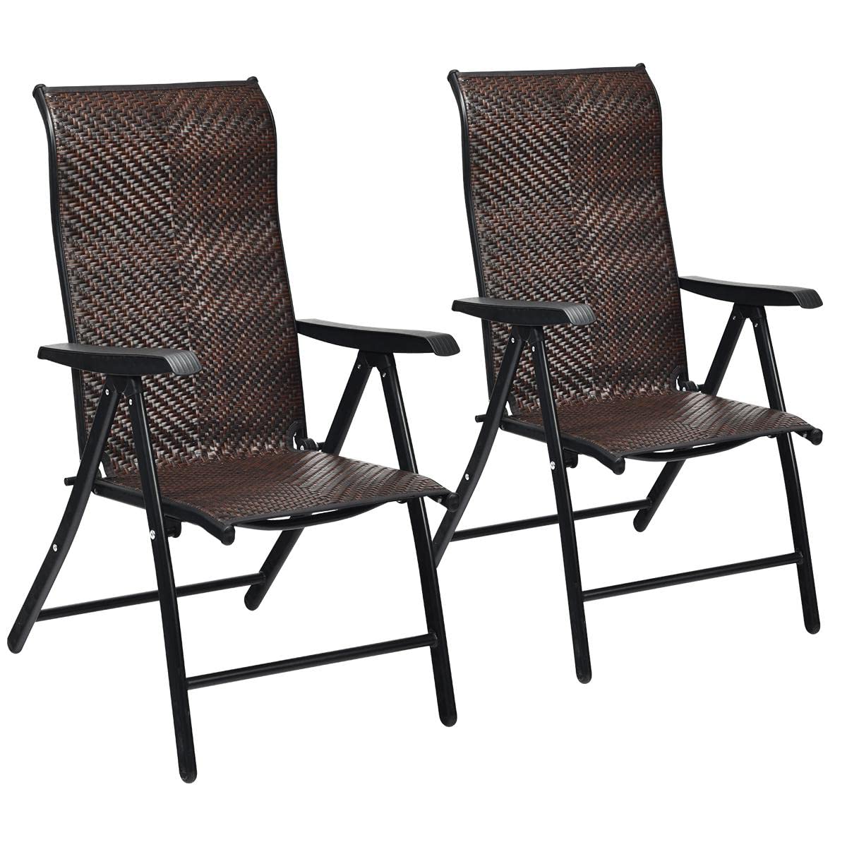 Amazon.com : RELAX4LIFE Rattan Reclining Folding Chair - Outdoor Patio ...