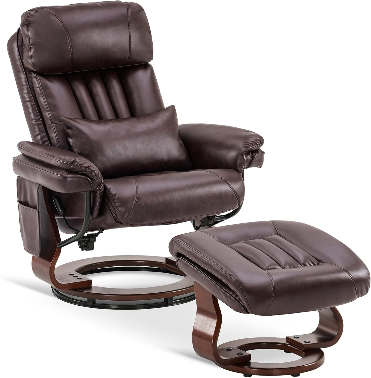 Amazon.com: MCombo Swivel Recliner with Ottoman, Faux Leather TV Chair ...
