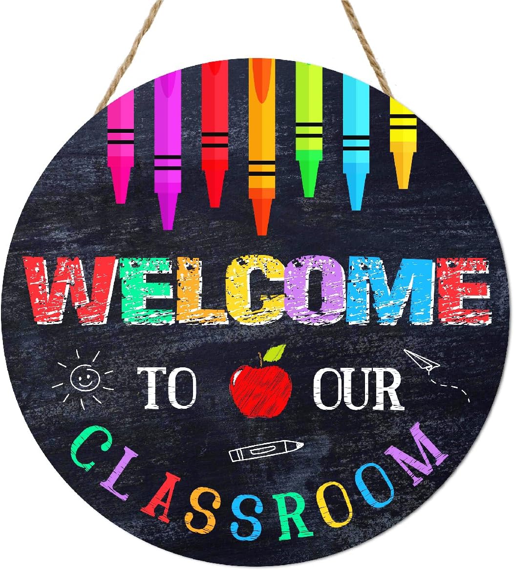 Amazon.com: Welcome to Our Classroom Sign Wood Hanging Plaque ...