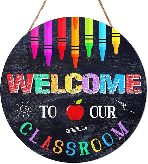 Amazon.com: Welcome to Our Classroom Sign Wood Hanging Plaque ...