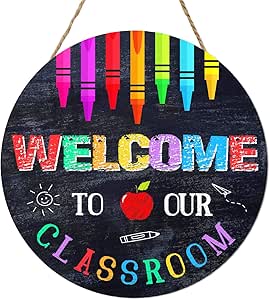 Amazon.com: Welcome to Our Classroom Sign Wood Hanging Plaque ...