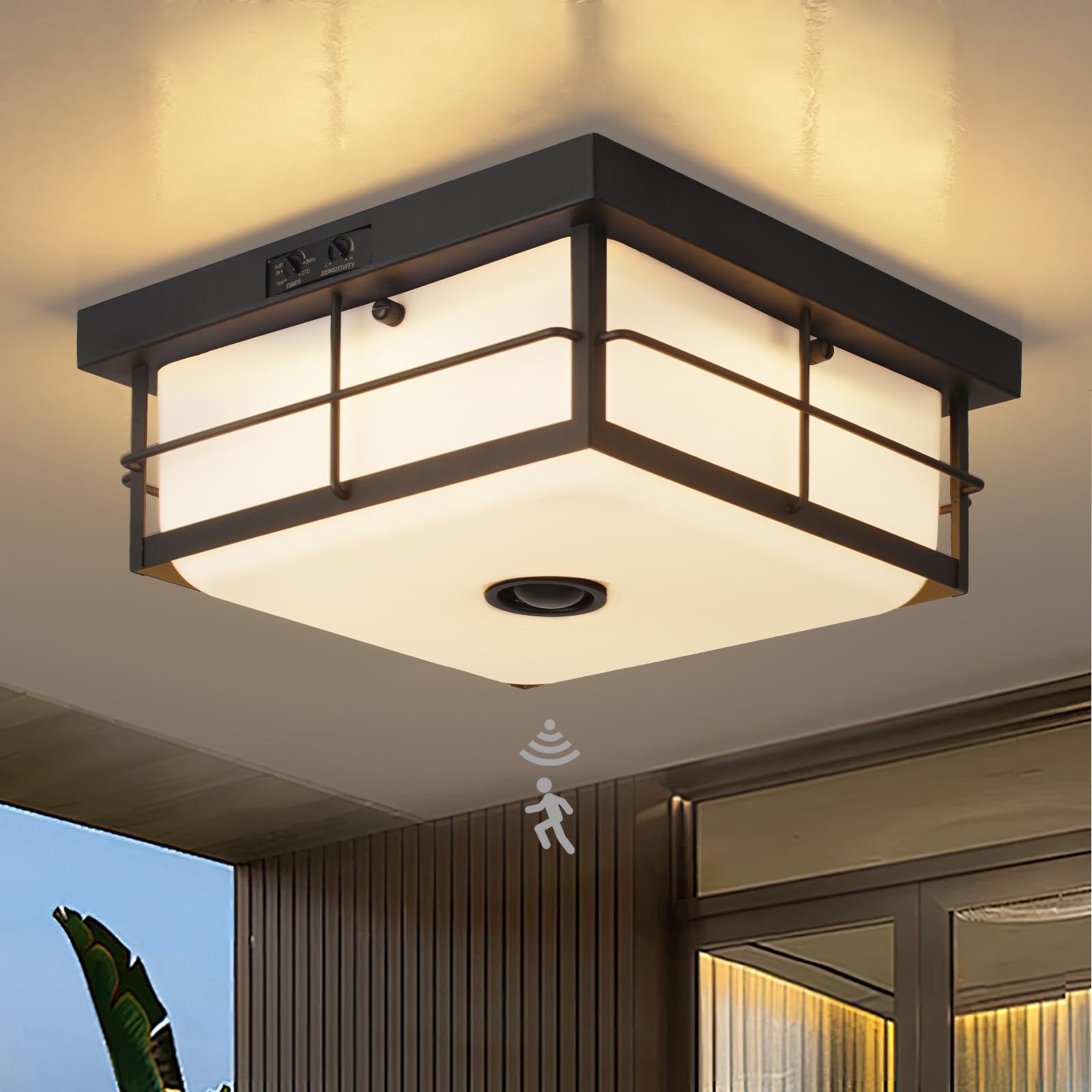 CLARSYNE Upgraded Square Outdoor LED Ceiling Light Fixture, Modern ...