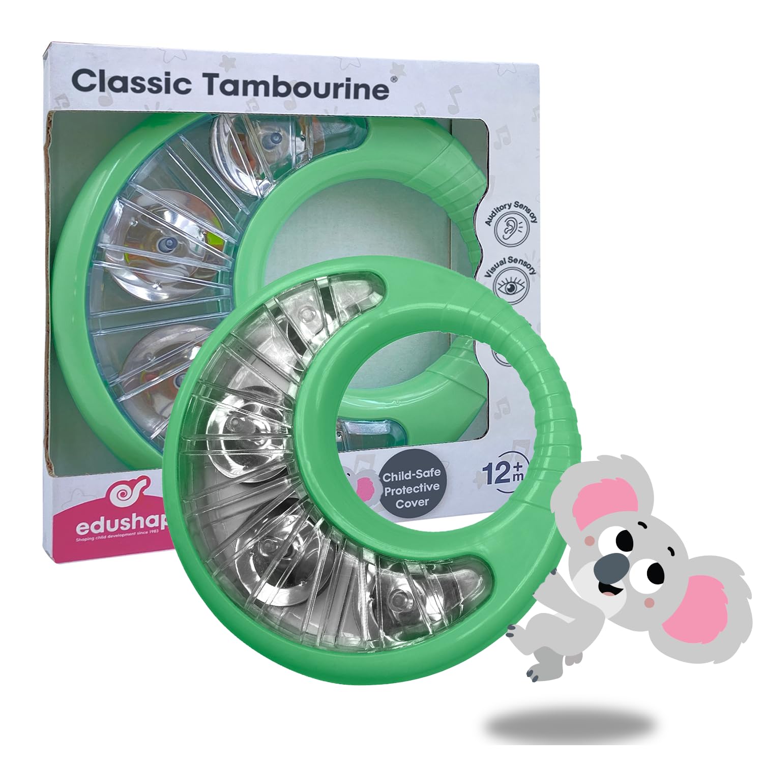 Amazon.com: Edushape Classic Tambourine for Kids, Green - Percussion ...