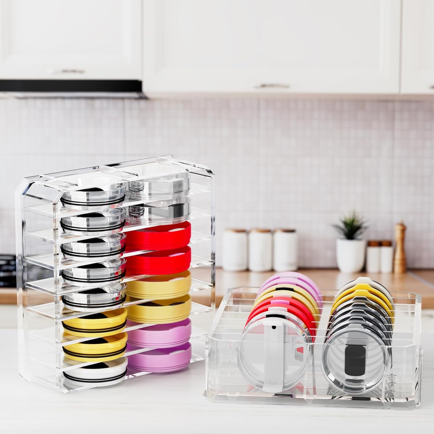 Amazon.com - Tumbler Lid Organizer with 7 Adjustable Dividers,Yeti ...