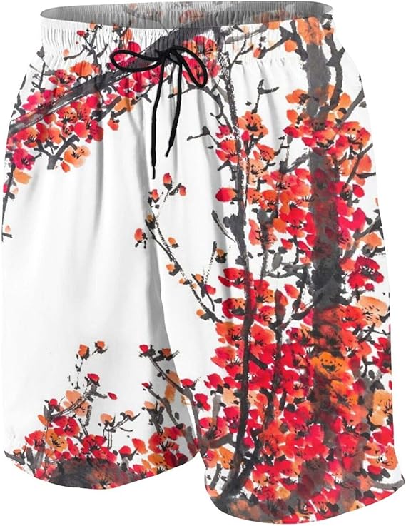 Men's Personalized Swim Trunks,Traditional House Japanese Cherry ...