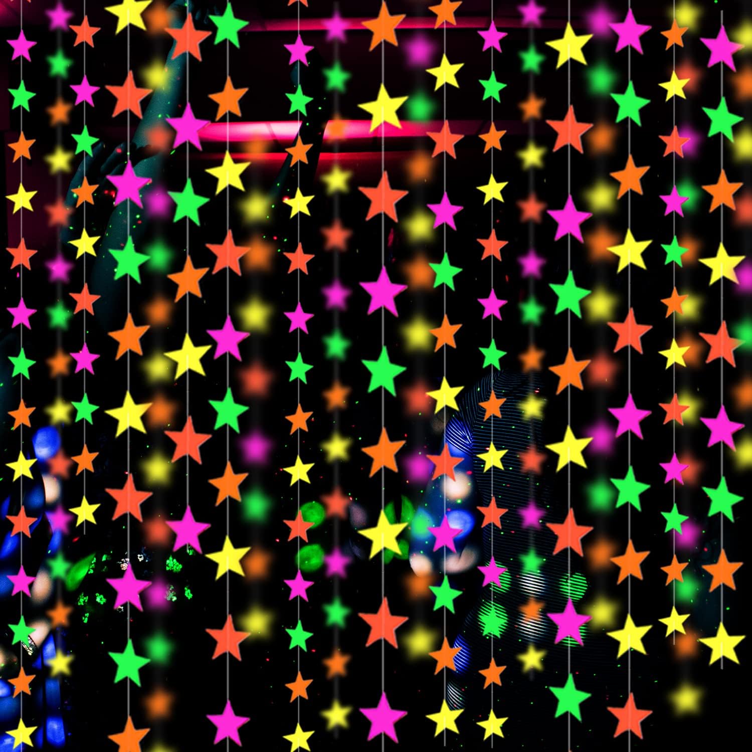 Amazon.com: 108feet UV Round Dot Neon Paper Streamers Glow in The Dark ...