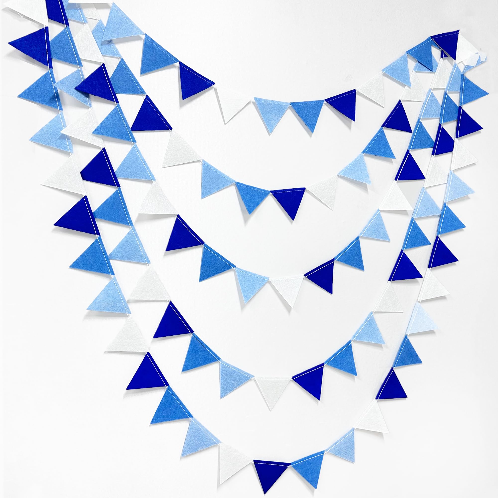 Amazon.com: Blue Party Decorations Felt Hanging Triangle Mini Bunting ...