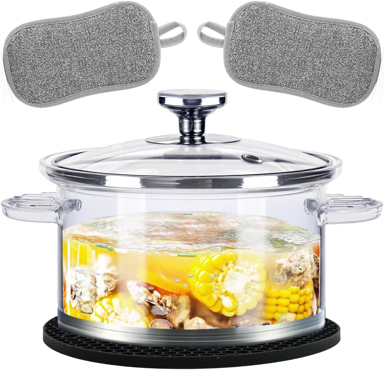 Amazon.com: LIMOEASY 3.5 Quart Clear Pots for Cooking (2nd Gen), Heat ...