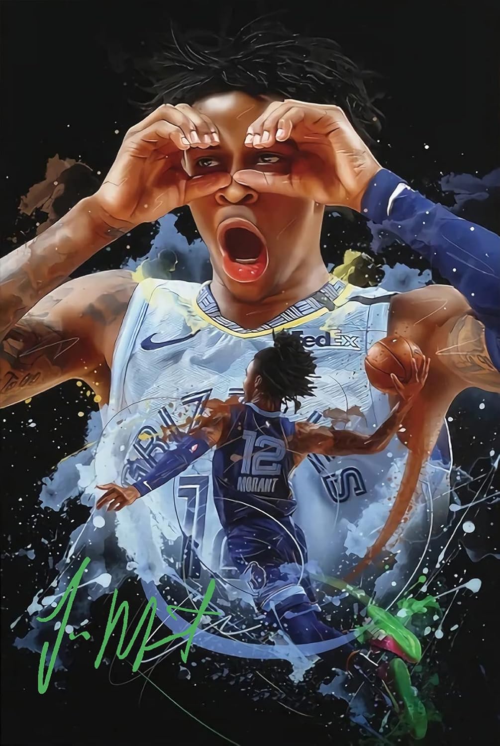 Amazon.com: Ja Morant Poster, Ja Morant Memphis Grizzlies Wall Art ...