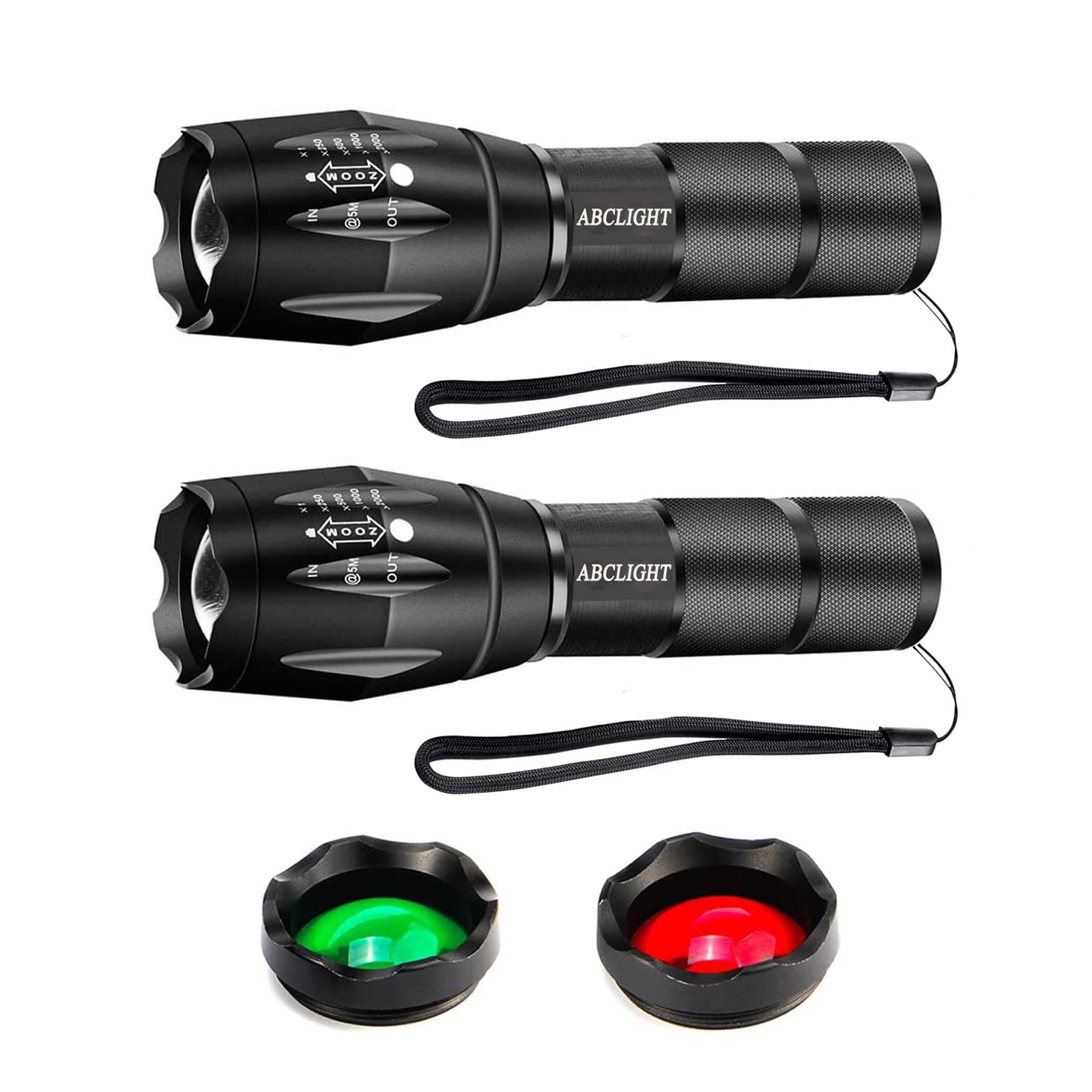 ABCLIGHT 3-Color-Light Flashlight Tactical Flashlight with Red Green ...