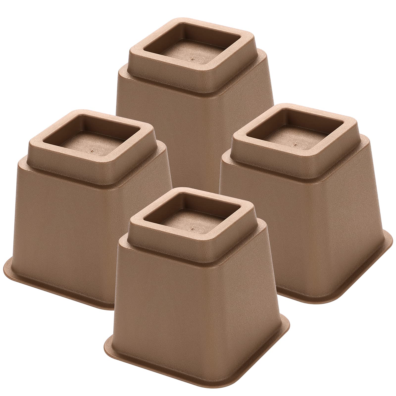 Ihomepark 5 Inch Bed Risers, Heavy Duty Bed Frame Riser, Brown Square ...