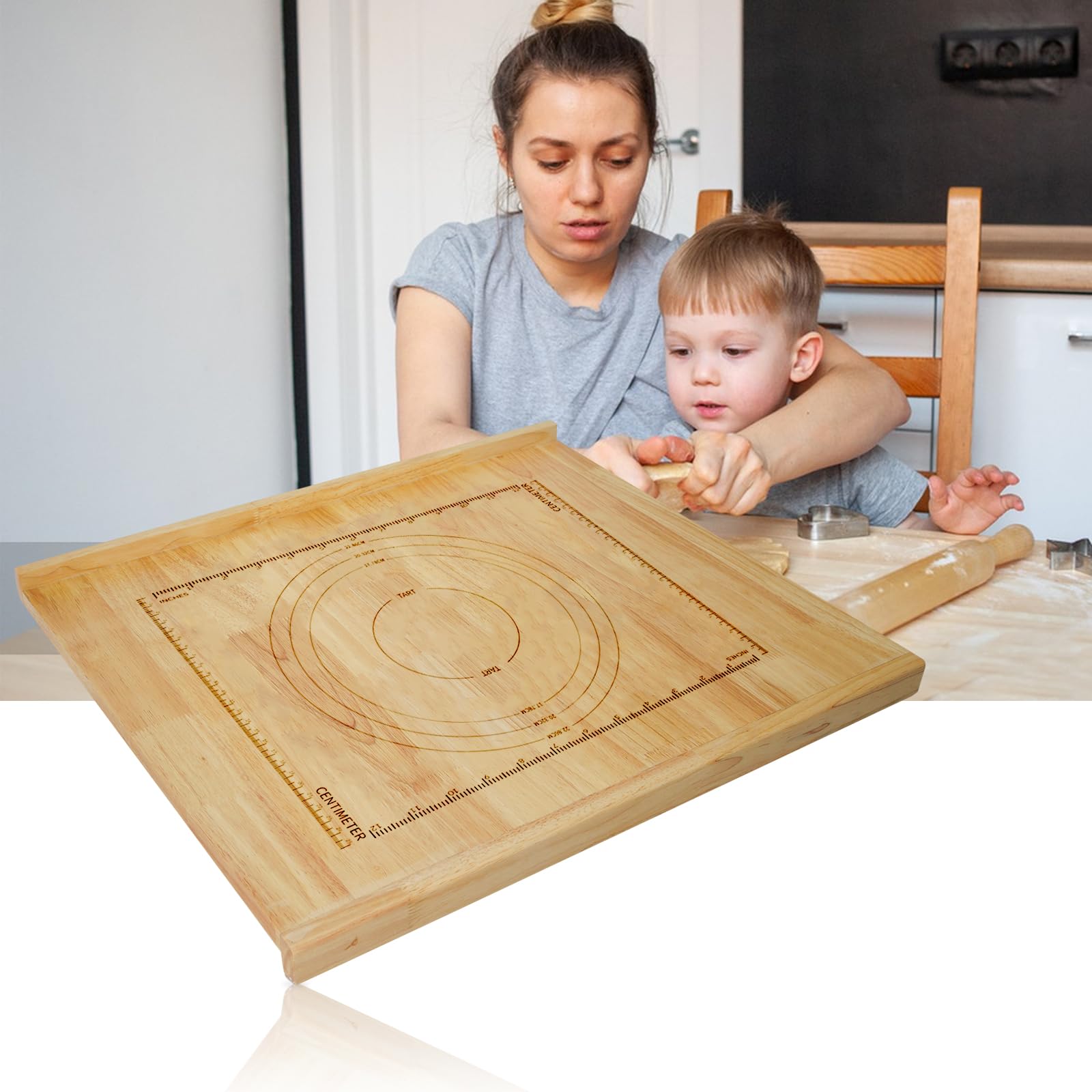 Amazon.com: CMINAUS Reversible Wooden Pastry Board, 16" x 12" Wooden ...
