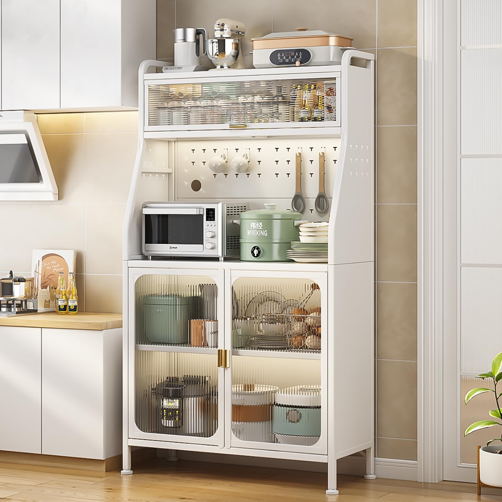 Amazon.com - haiorjun Kitchen Hutch Cabinet with Storage,Kitchen Pantry ...