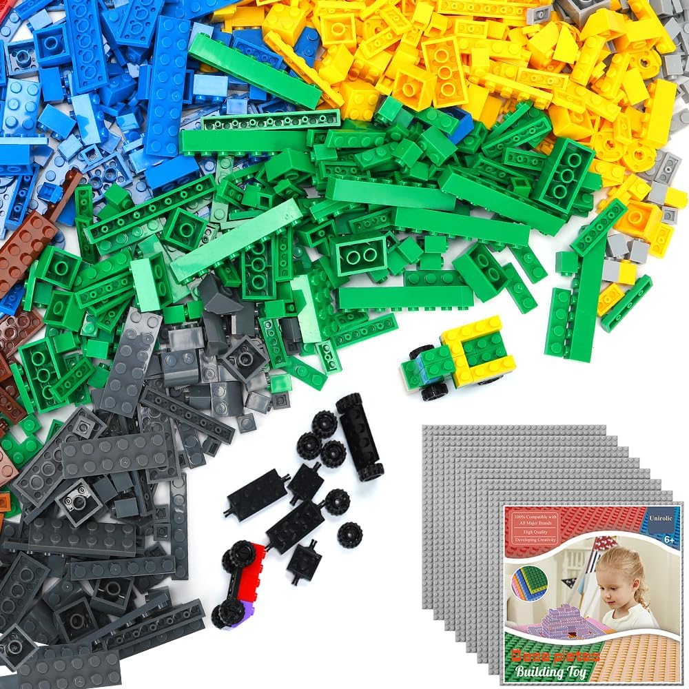Amazon.com: Unirolic Classic Building Bricks Set with 32x32 Baseplates ...