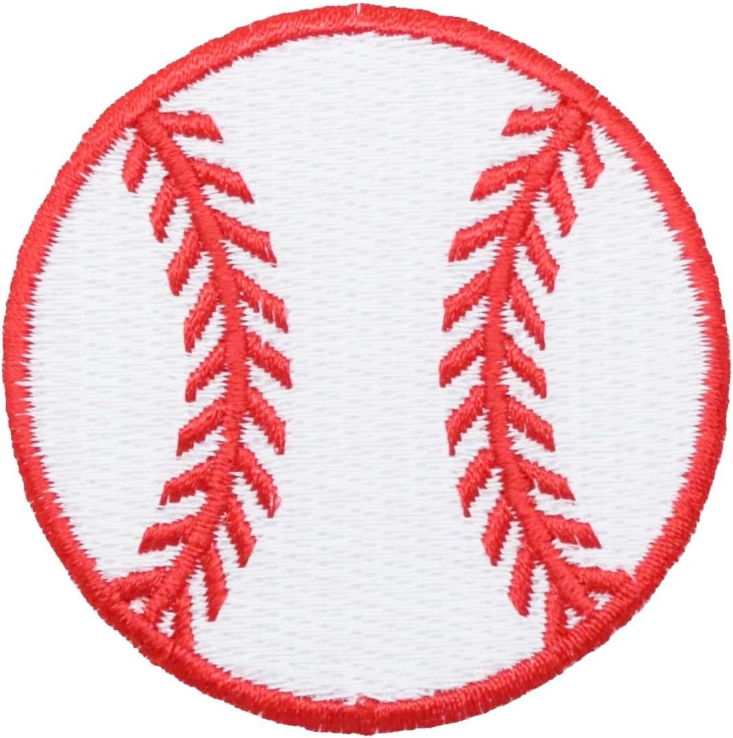 Amazon.com: 1-1/2 Inch Baseball White and Red Stitching Embroidered ...