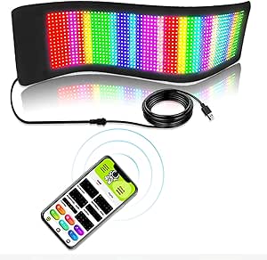 15.4x4.2in LED Panel, USB Customizable Flexible Car Screen With APP ...