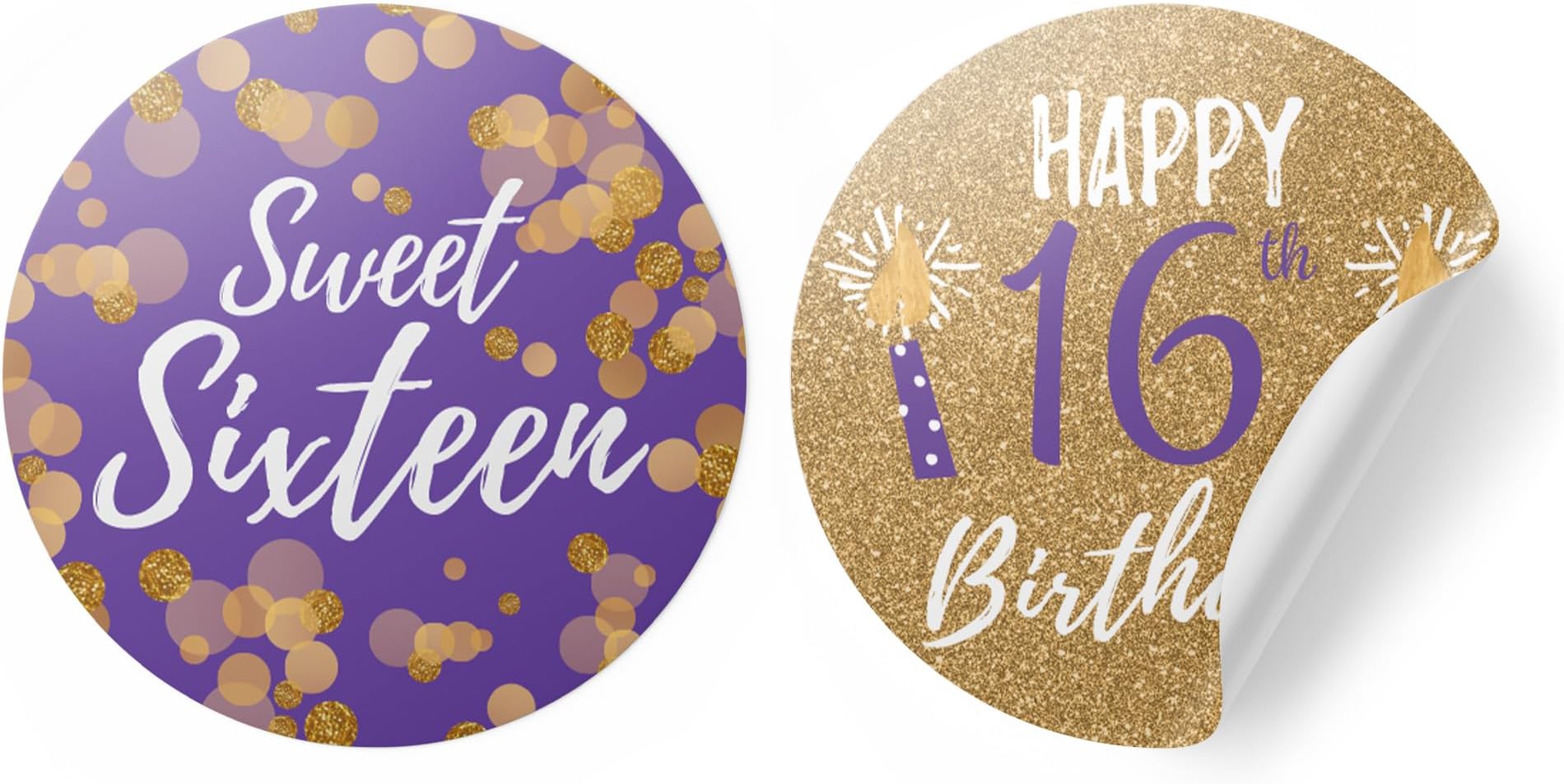 Amazon.com: Pink and Gold Sweet Sixteen Birthday Party Favor Stickers ...