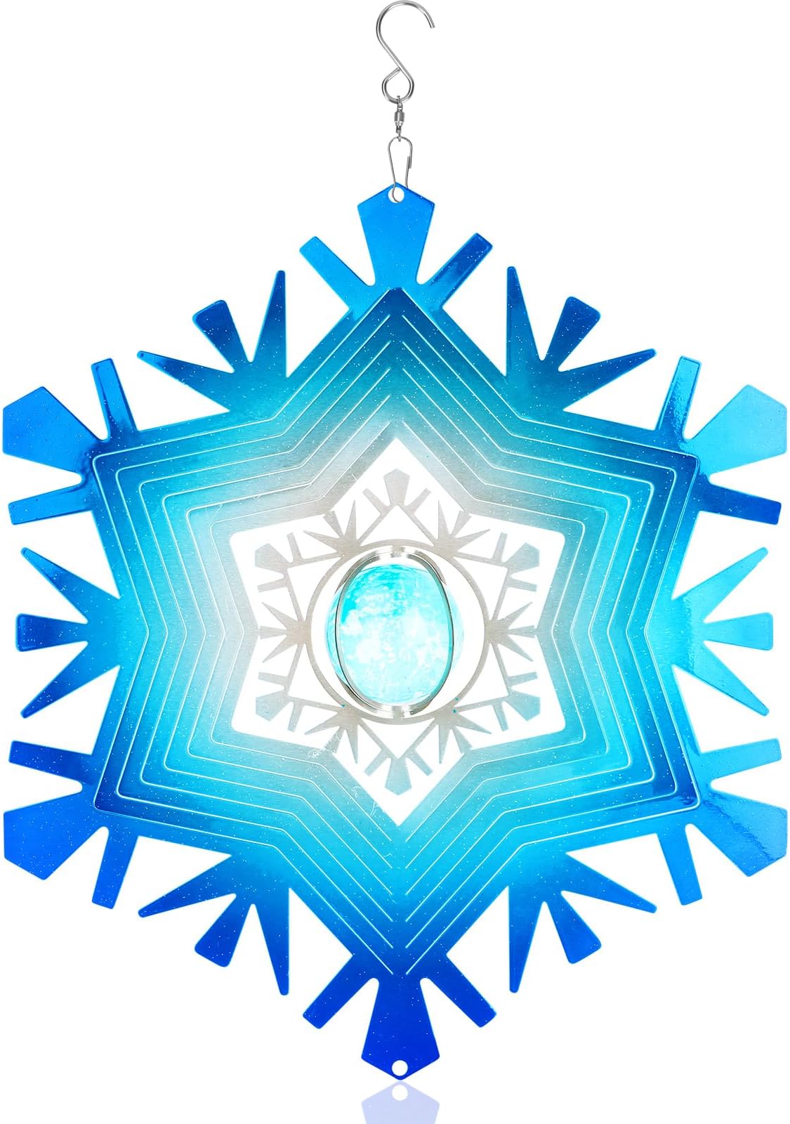 Amazon.com: Licinwing 12inch Silver Snowflake Wind Spinner 3D Stainless ...