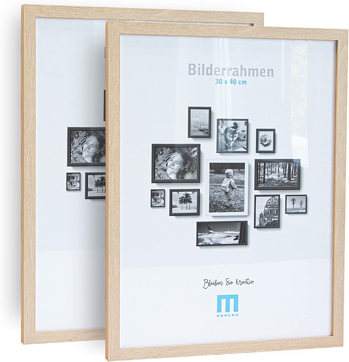 2 Stk. Bilderrahmen 30x40cm in natur aus MDF, minimalistisch & modern ...
