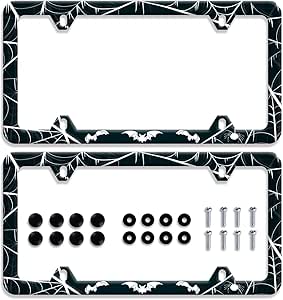 Amazon.com: 【2Pcs】 Bat License Plate Frame Spider Web Goth Gothic ...