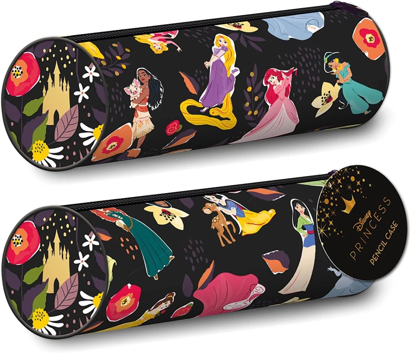 Disney Princess Slim Pencil Case (Dark Floral Design) Cute Pencil Case ...